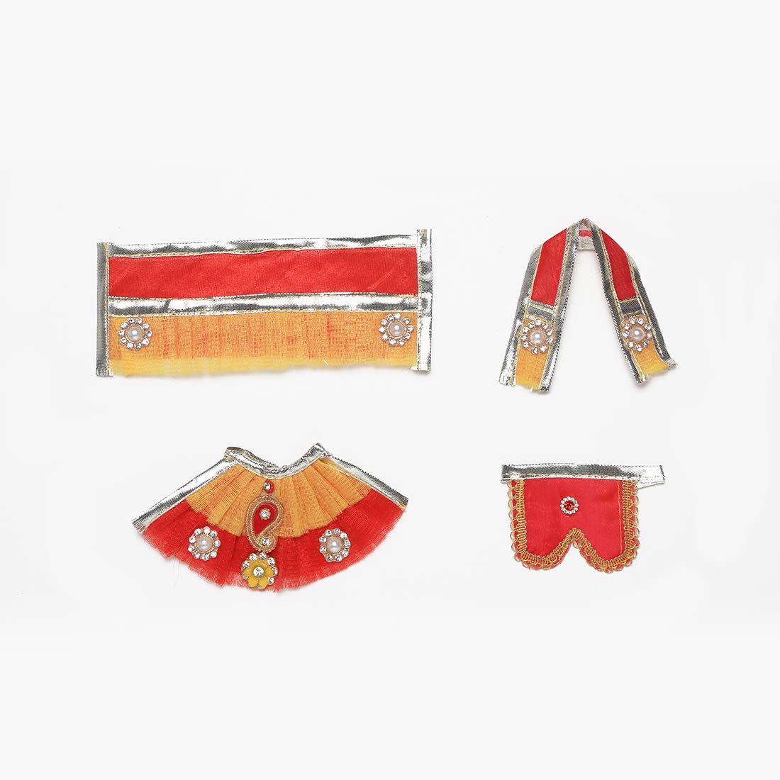 Buy Red & Yellow Durga Devi Mata Laxmi Ganesh Dress poshak vastra Cloth ...