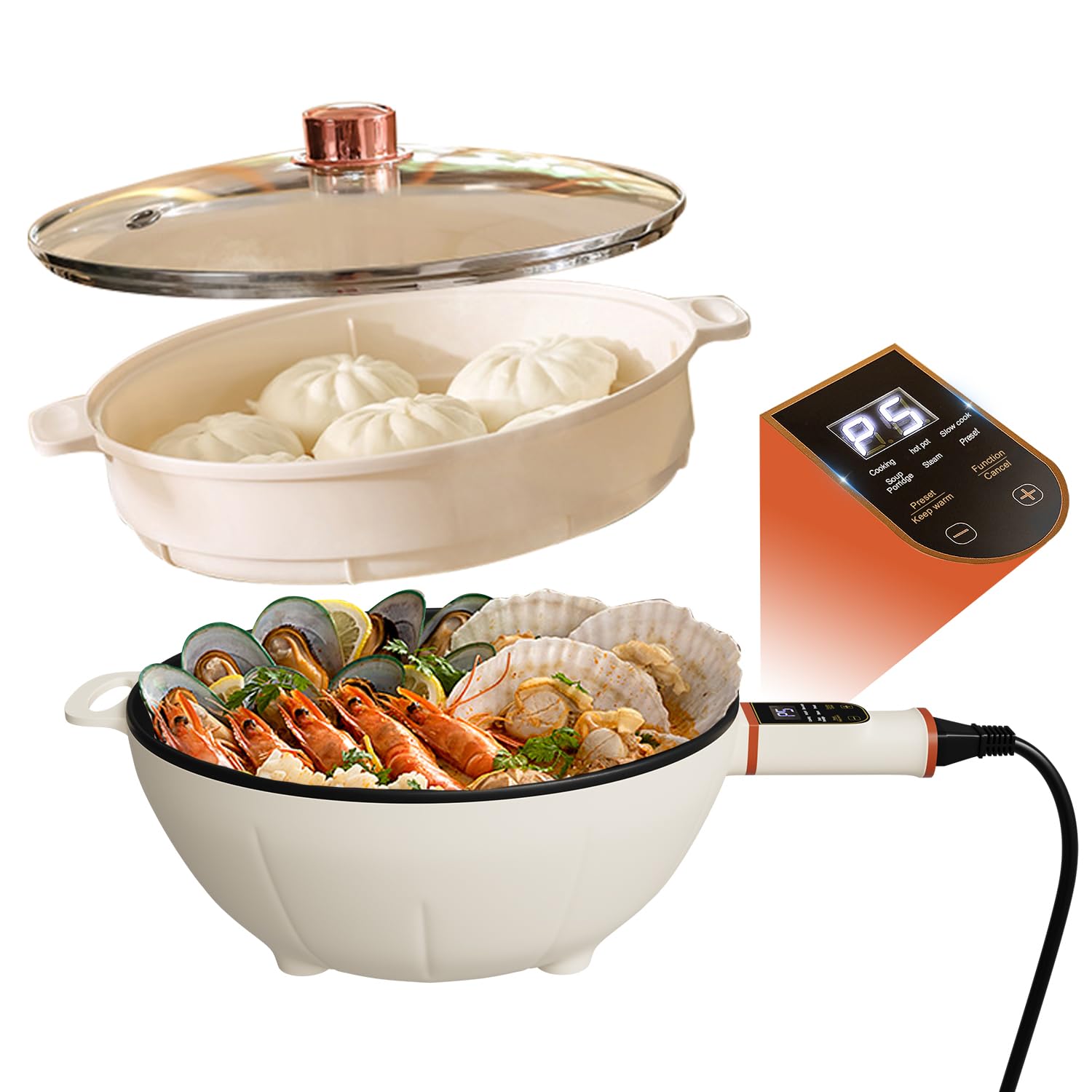 Amazon.com: 4L Smart Hot Pot with 4.33-Inch Handle, 1000W Power ...
