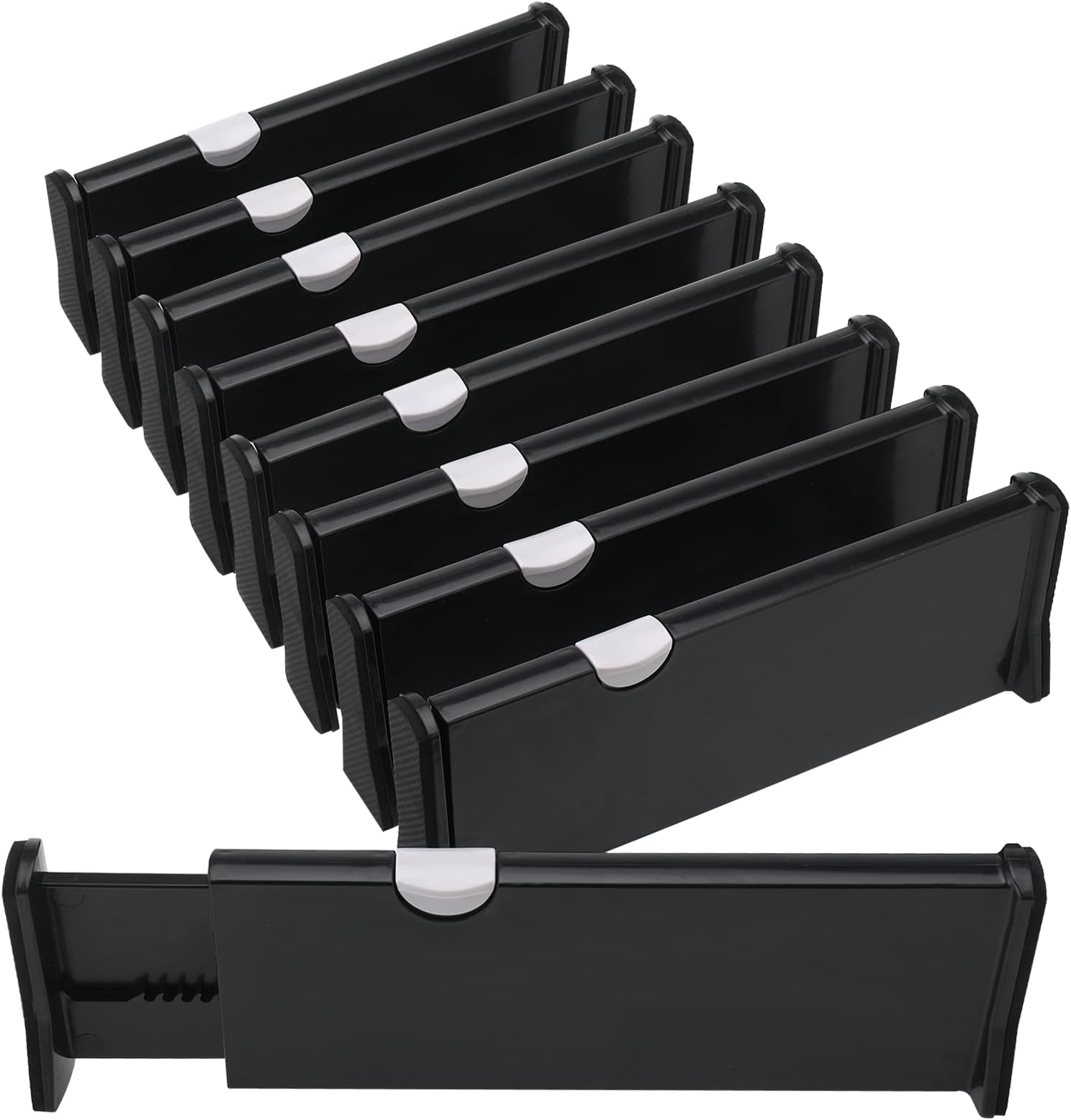 Amazon.com: RealPlus Adjustable Drawer Dividers, 8 Pack Black ...