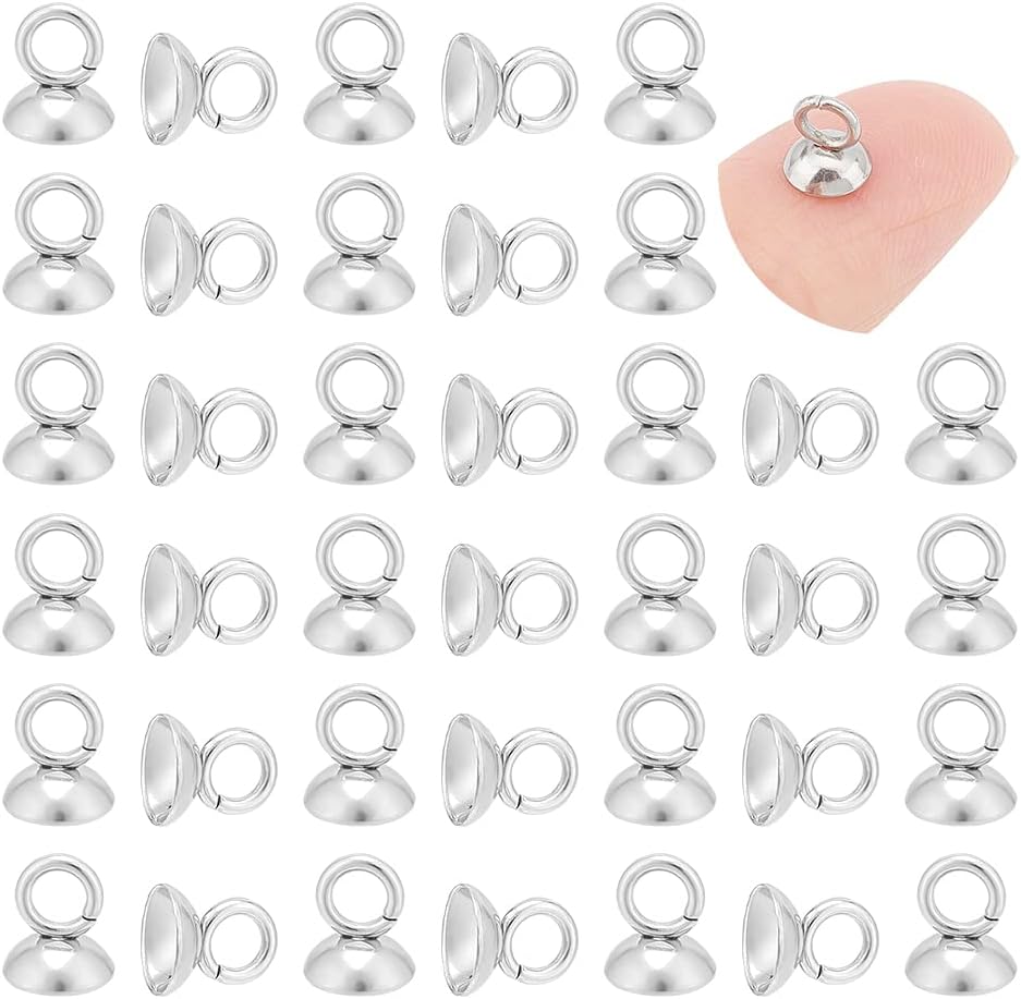 Amazon.com: UNICRAFTALE 100Pcs 5.5mm Long 201 Stainless Steel Bead Cap ...