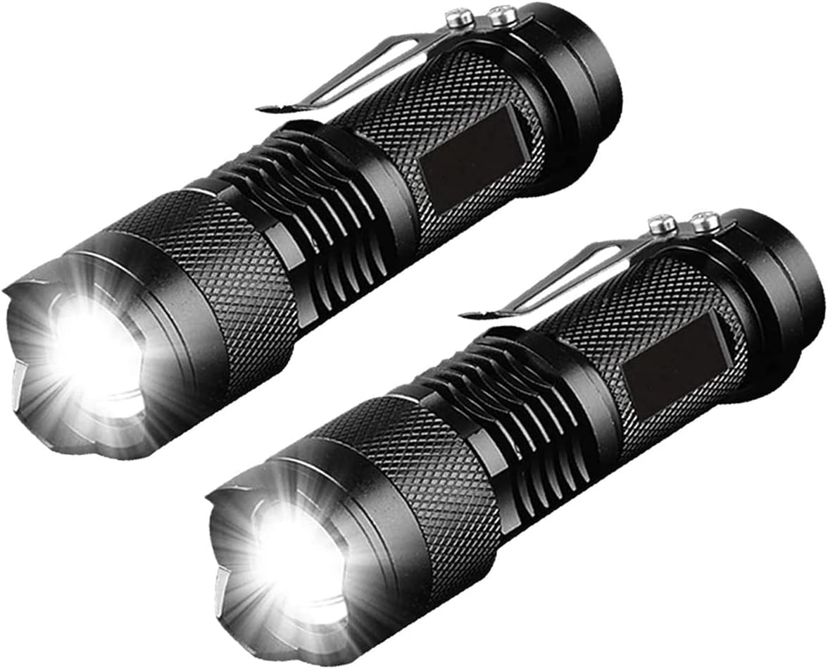 Pack of 2 Small LED Torches, 300 Lumens Super Bright Mini Torch Battery ...