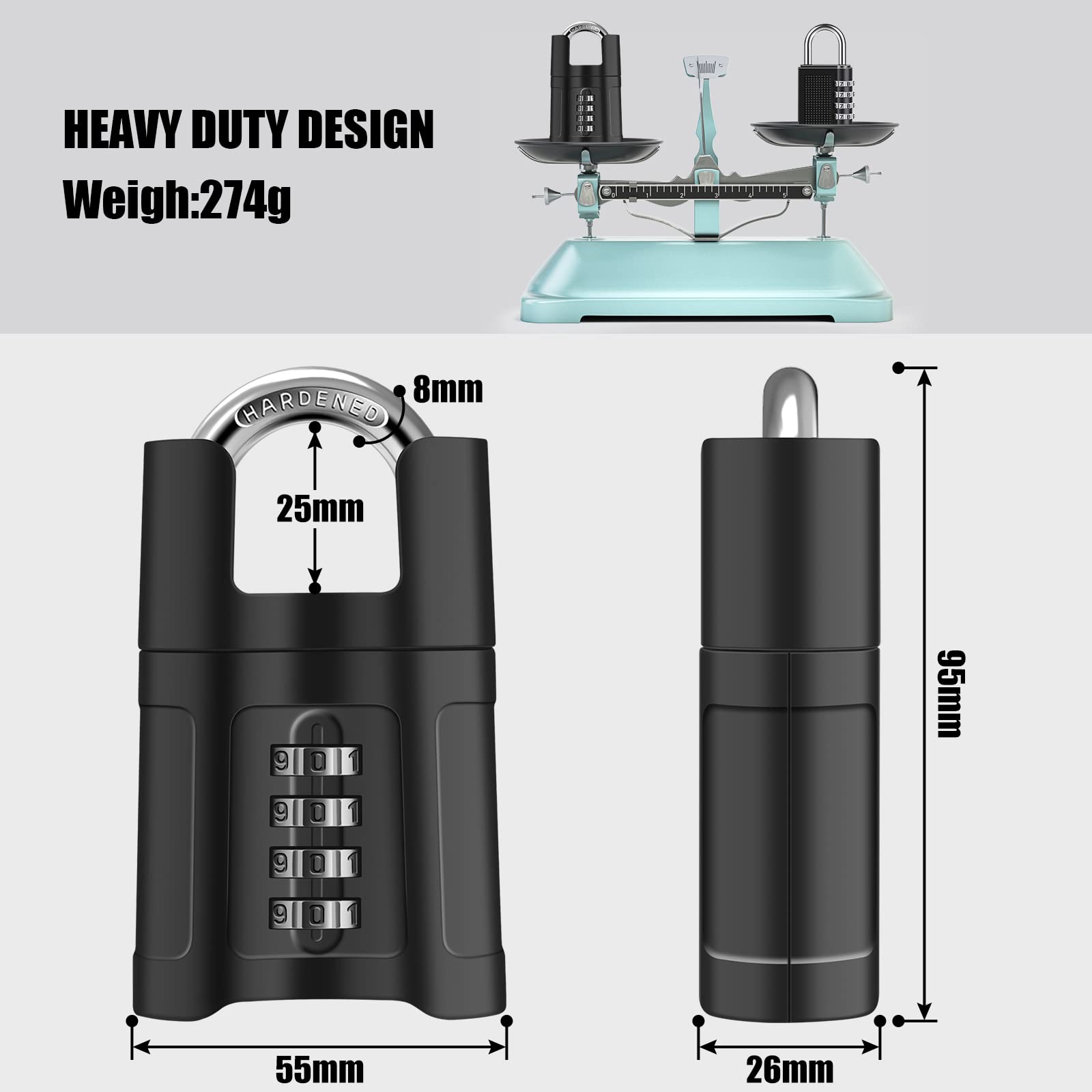 Snapklik.com : Heavy Duty Combination Padlock Outdoor, Diyife 4 Digit ...