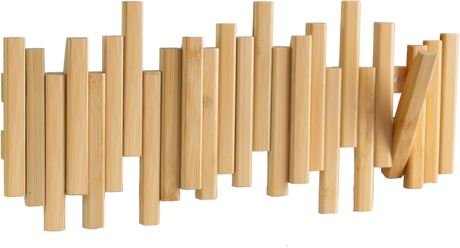 Amazon.com: MinBoo Bamboo Multi Hook Coat Rack – Modern, Unique, Space ...