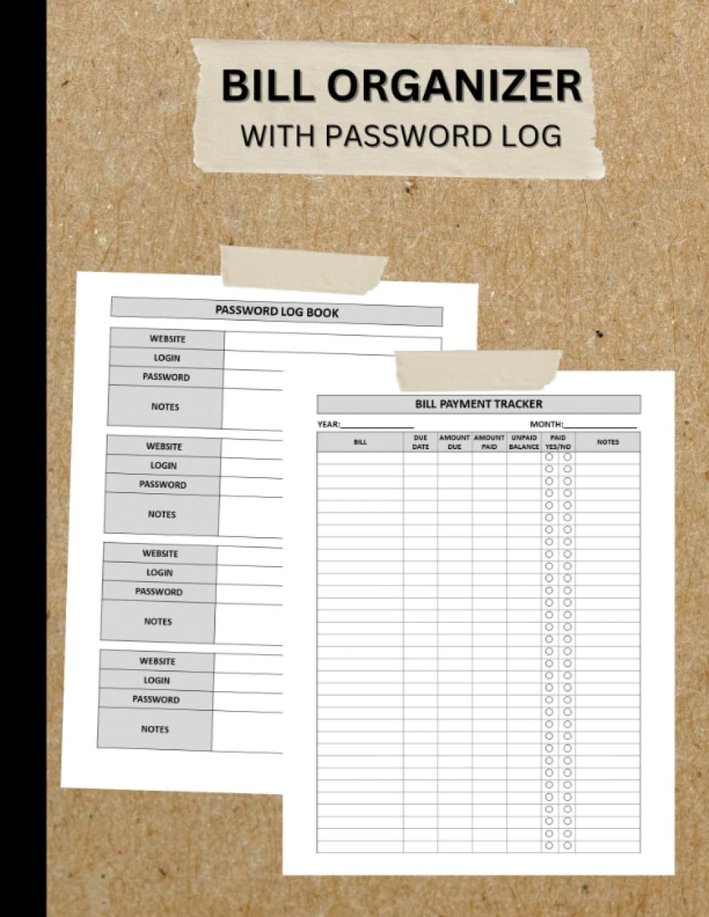 Amazon.com: Bill Organizer With Password Log: Bill Payment Tracker ...