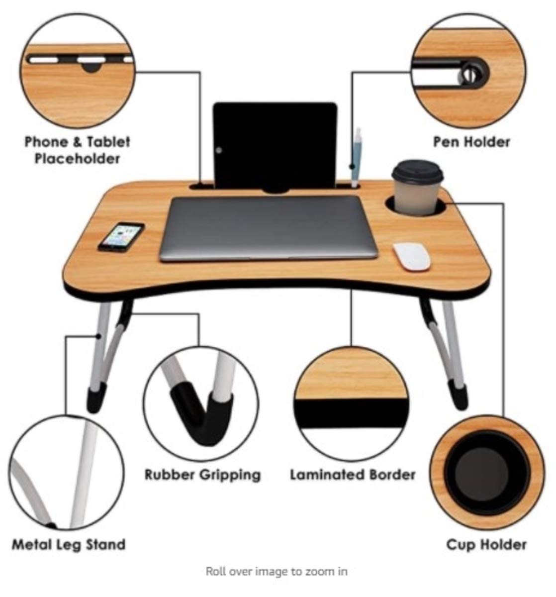 Buy Hackiva Multi Purpose Foldable Wooden Laptop Table - Adjustable ...