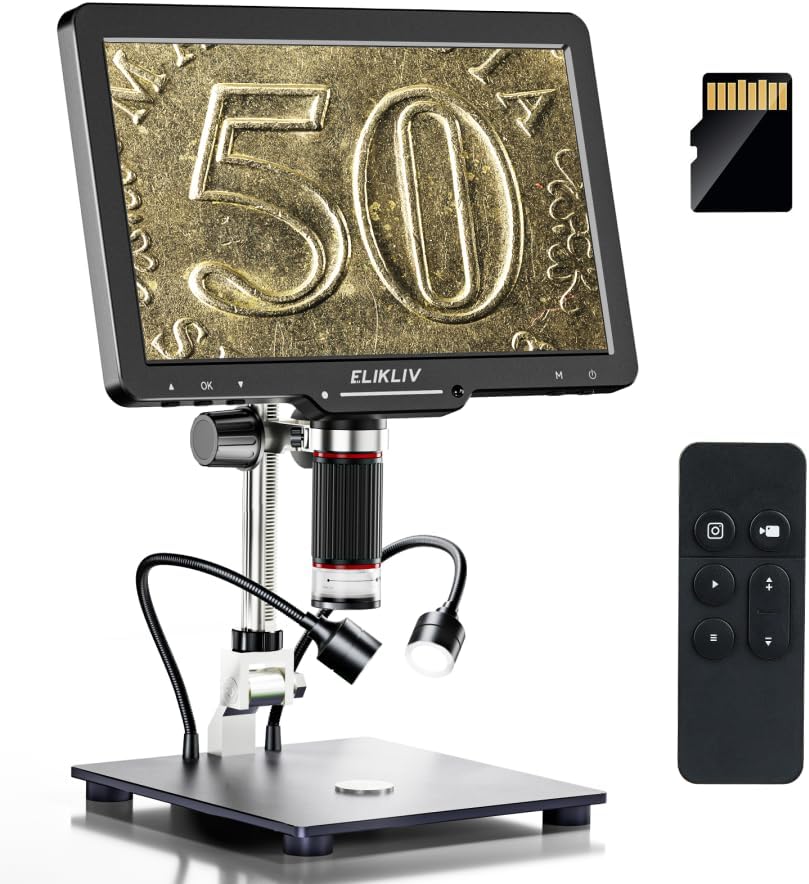 Amazon.com : Elikliv 10.1" HDMI Digital Coin Microscope 1200X, 24MP ...