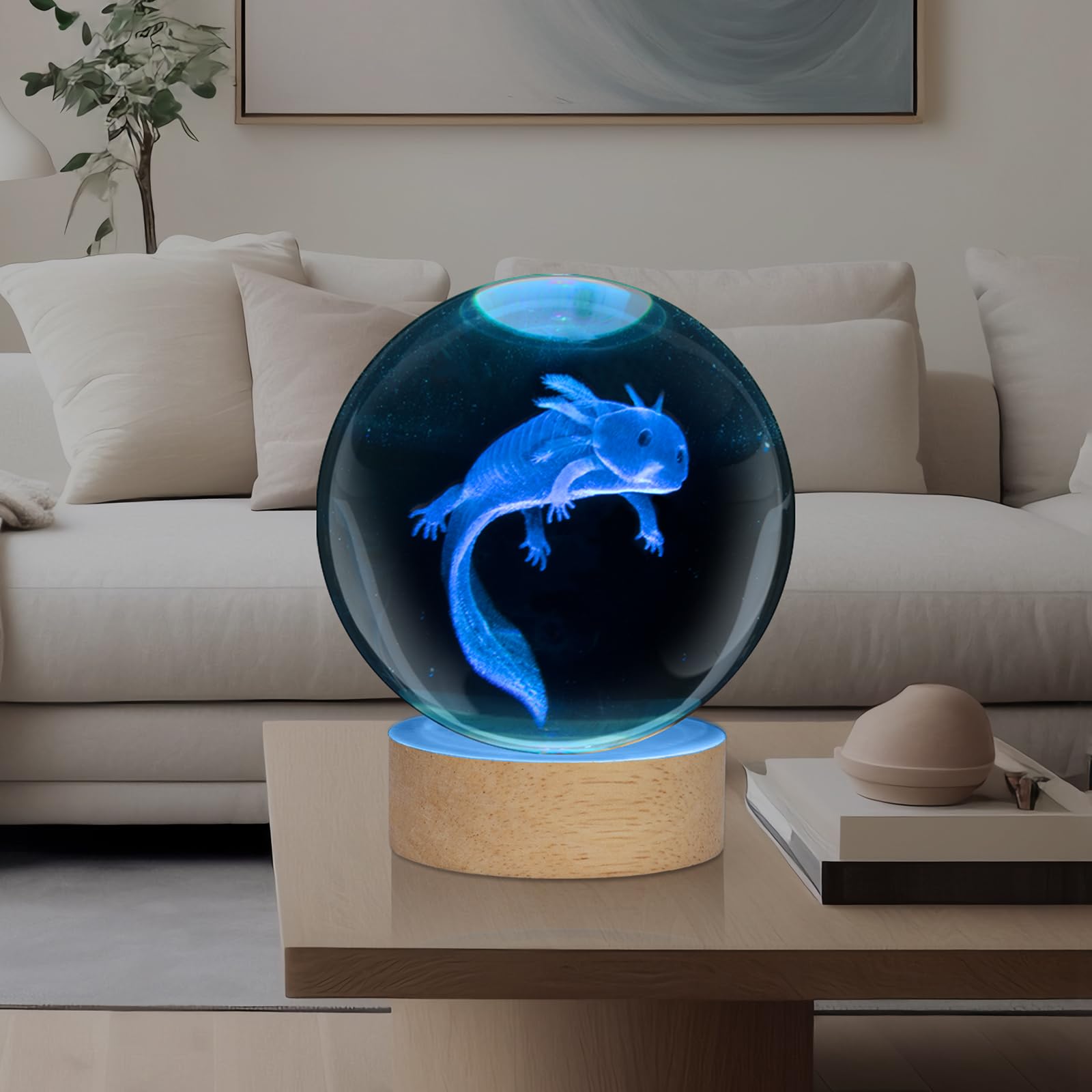 Amazon.com: CULDETHA Axolotl Lamp,3D K9 Axolotl Crystal Ball lamp,3.15 ...