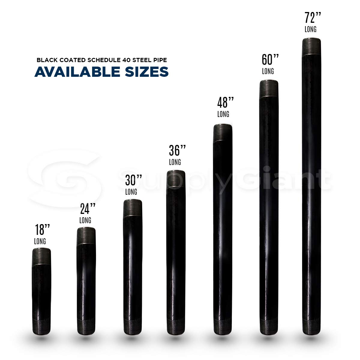 Snapklik.com : Supply Giant QDCM1236-6 1/2 X 36 Inch Black Steel Pipe ...