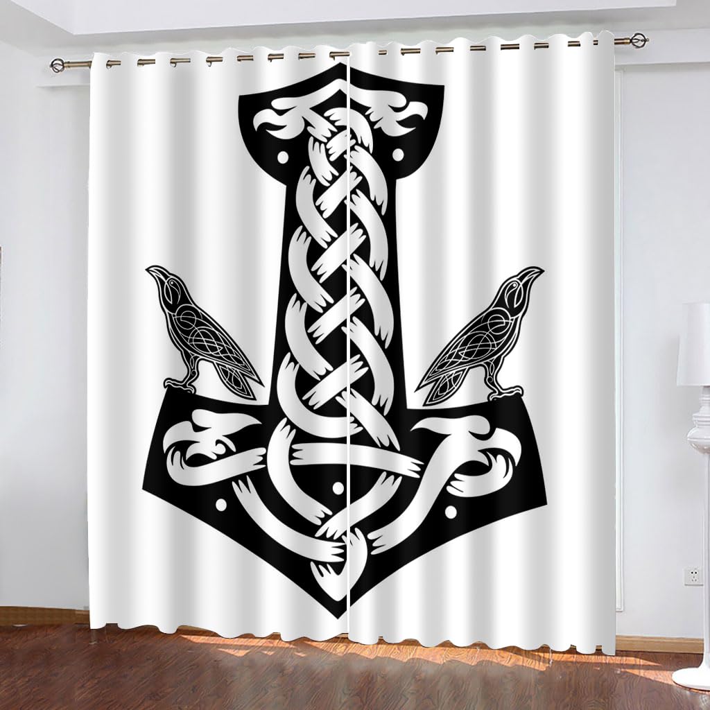 WIKINGER Curtains with Eyelets, Set of 2, W 120 x H 140 cm, 3D Curtain ...