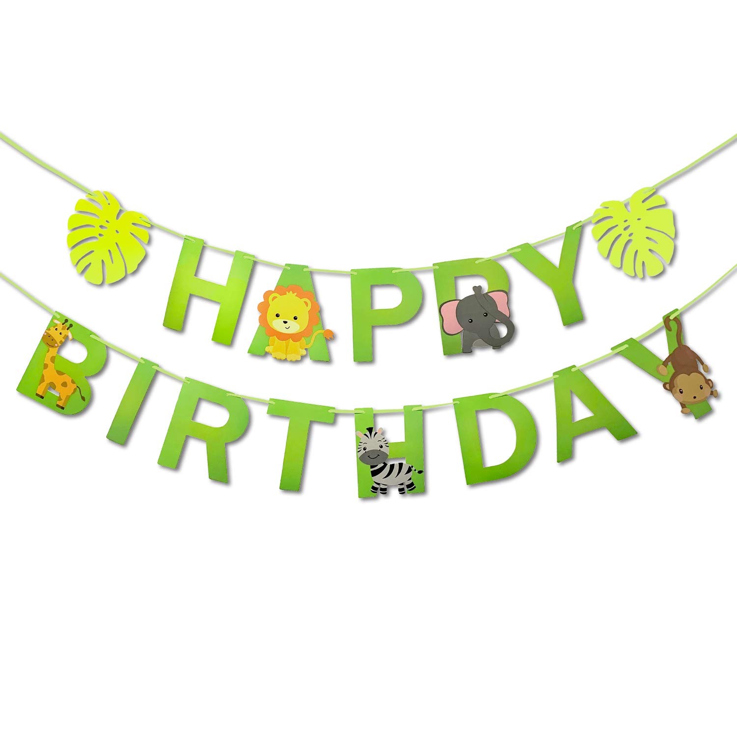 Jungle Theme Birthday Banner Happy Birthday Wildlife Signs With Lion ...