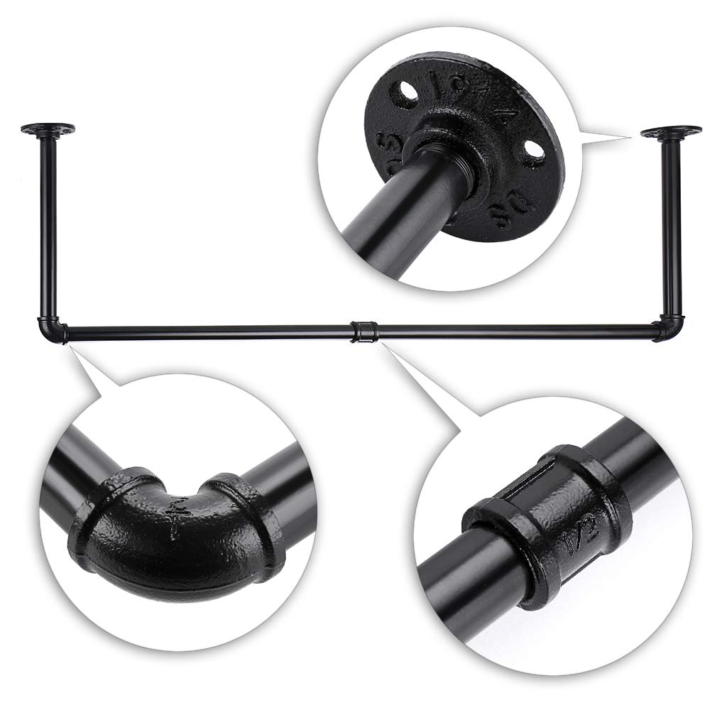 SUMNACON Industrial Clothes Hanging Bar, Wall Mounted Industrial Pipe ...