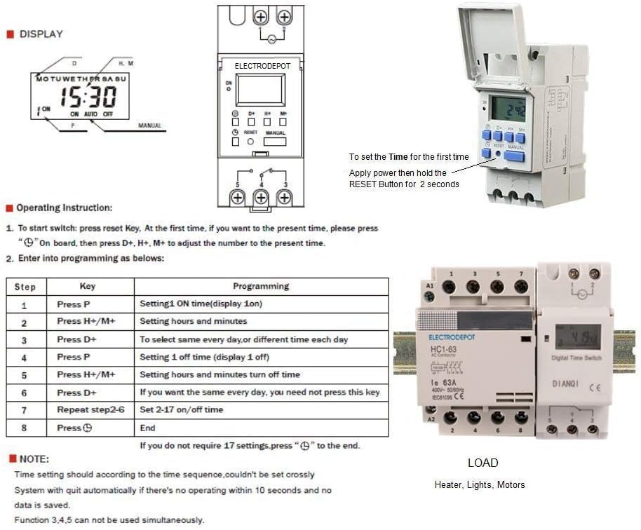 DIN Rail Timer Switch Digital Programmable Timer Switch 220V 60A ...