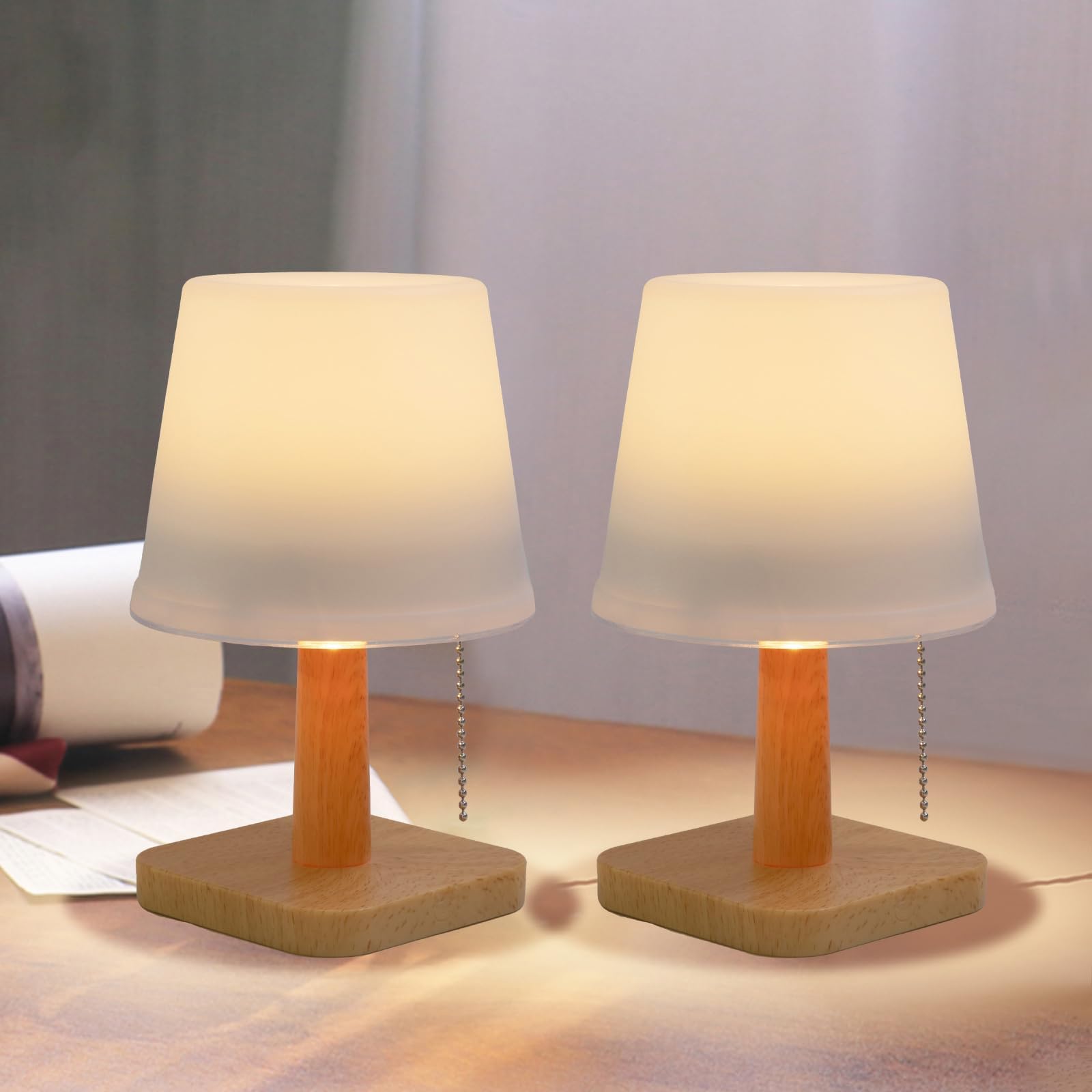 pearlstar Solar Table Lamp Outdoor - 2 Pack LED Waterproof Cordless ...