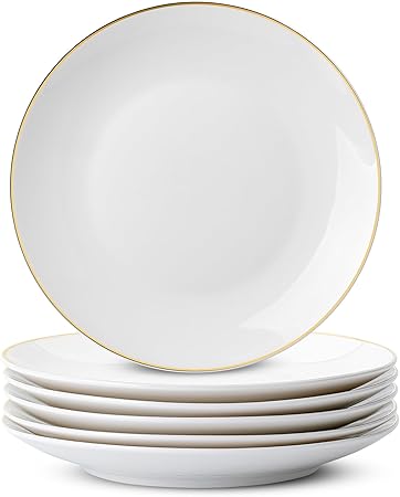 Amazon.com | BTaT- White Dessert Plates with Gold Rim, Set of 6, 8 ...