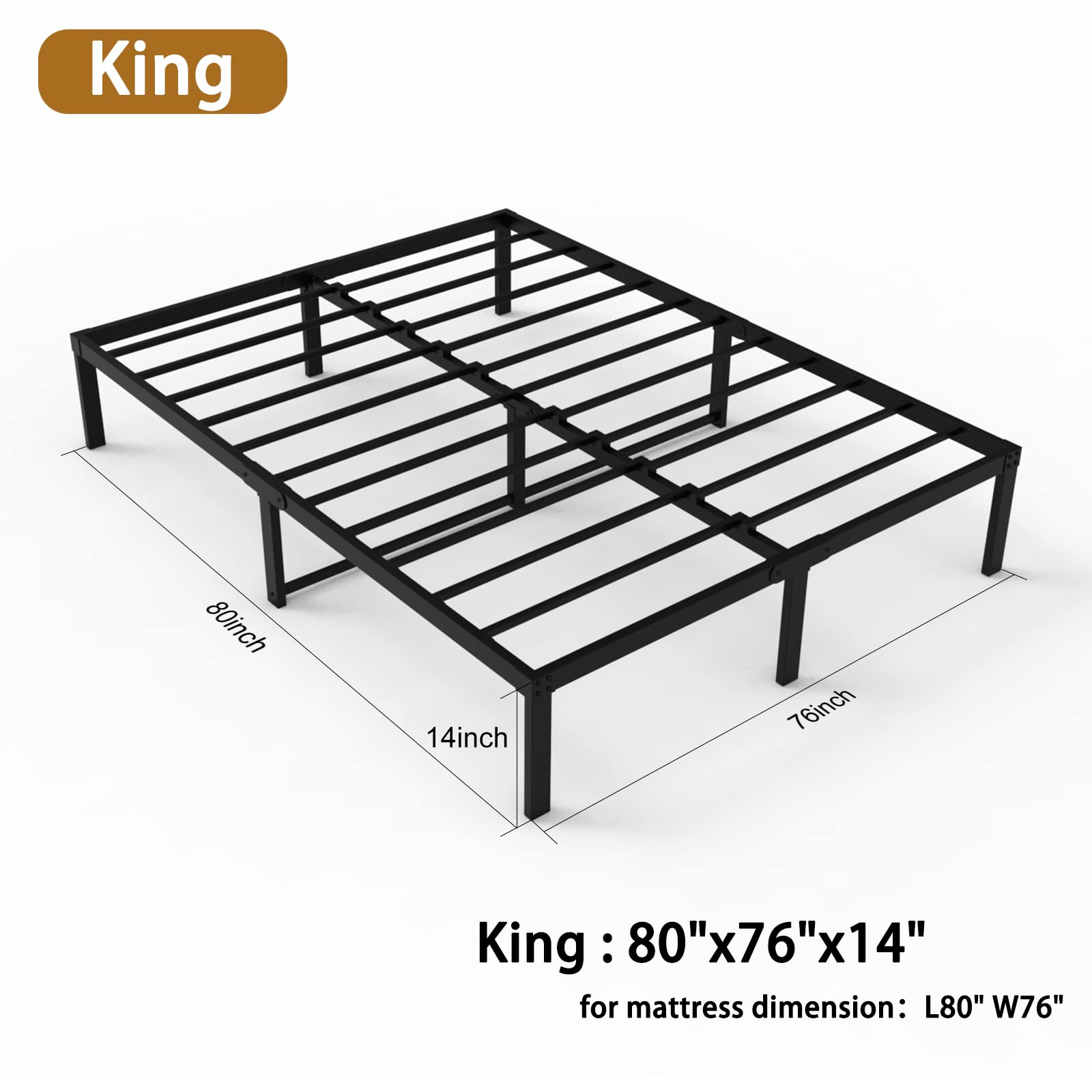 MOLATIN 14 Inch Metal Bed Frame,Heavy Duty Metal Platform Bed Frame ...