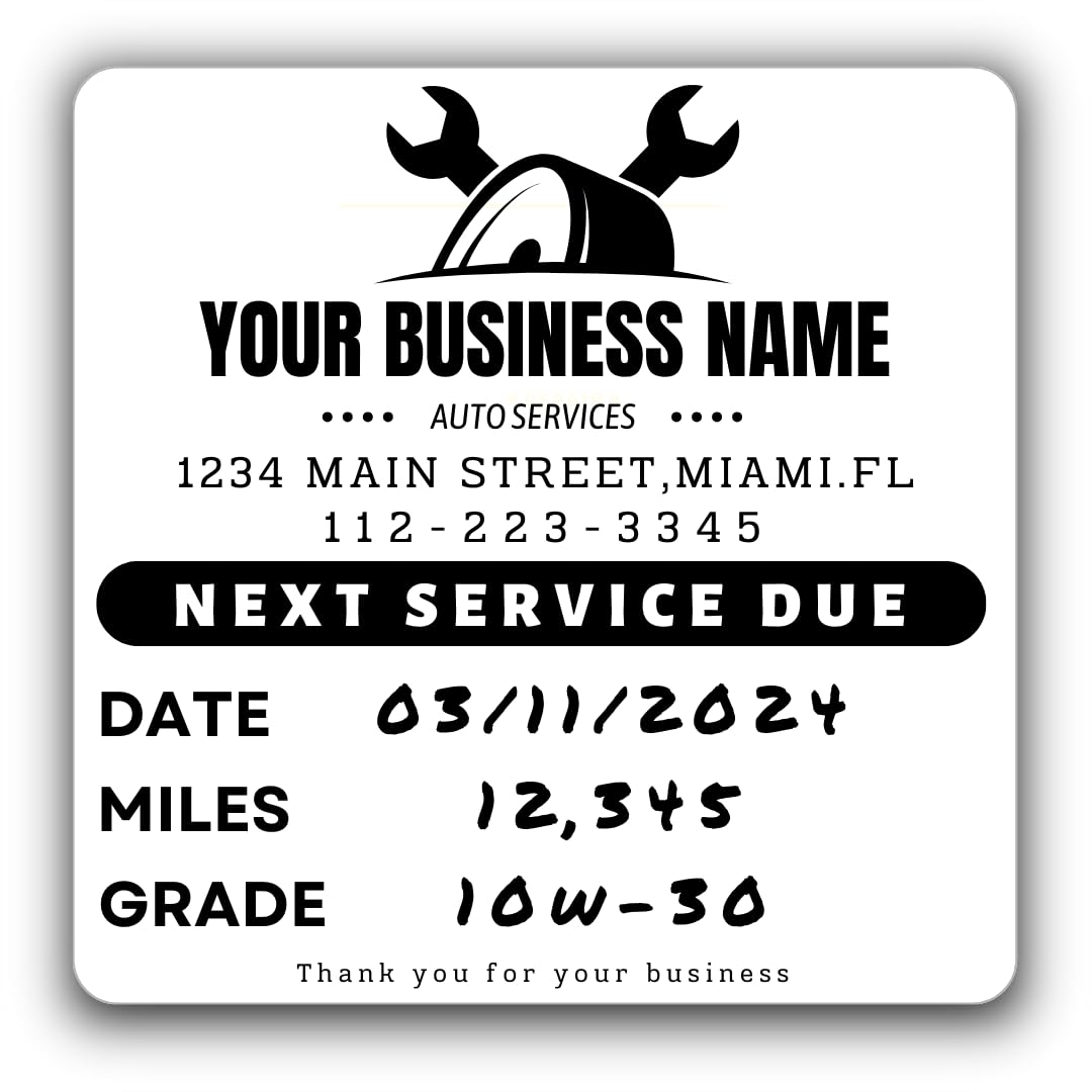 Amazon.com: Custom Oil Change Stickers with Your Business Name Online ...