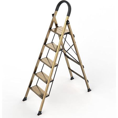 XinSunho 5 Step Ladder, Retractable Handgrip Folding Step Stool with ...