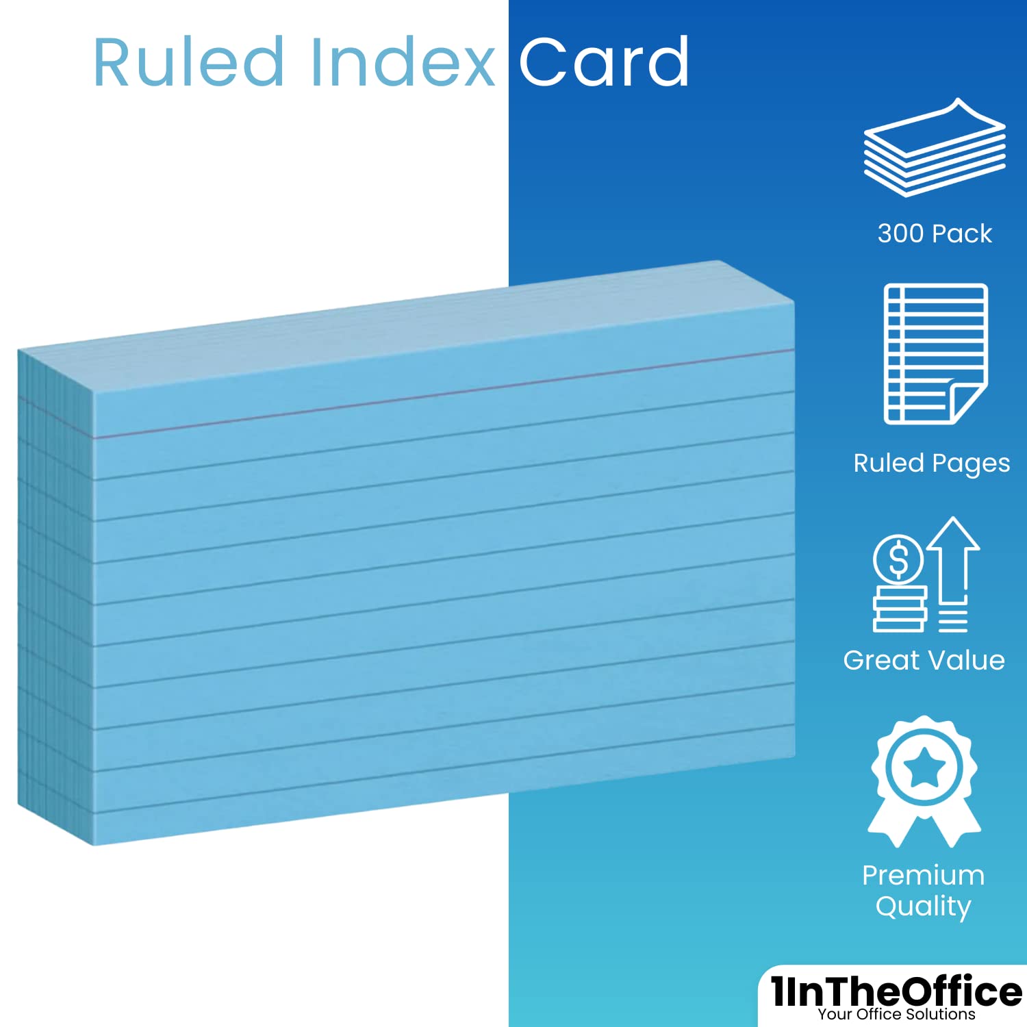 Snapklik.com : 1InTheOffice Blue Index Cards 3x5 Ruled