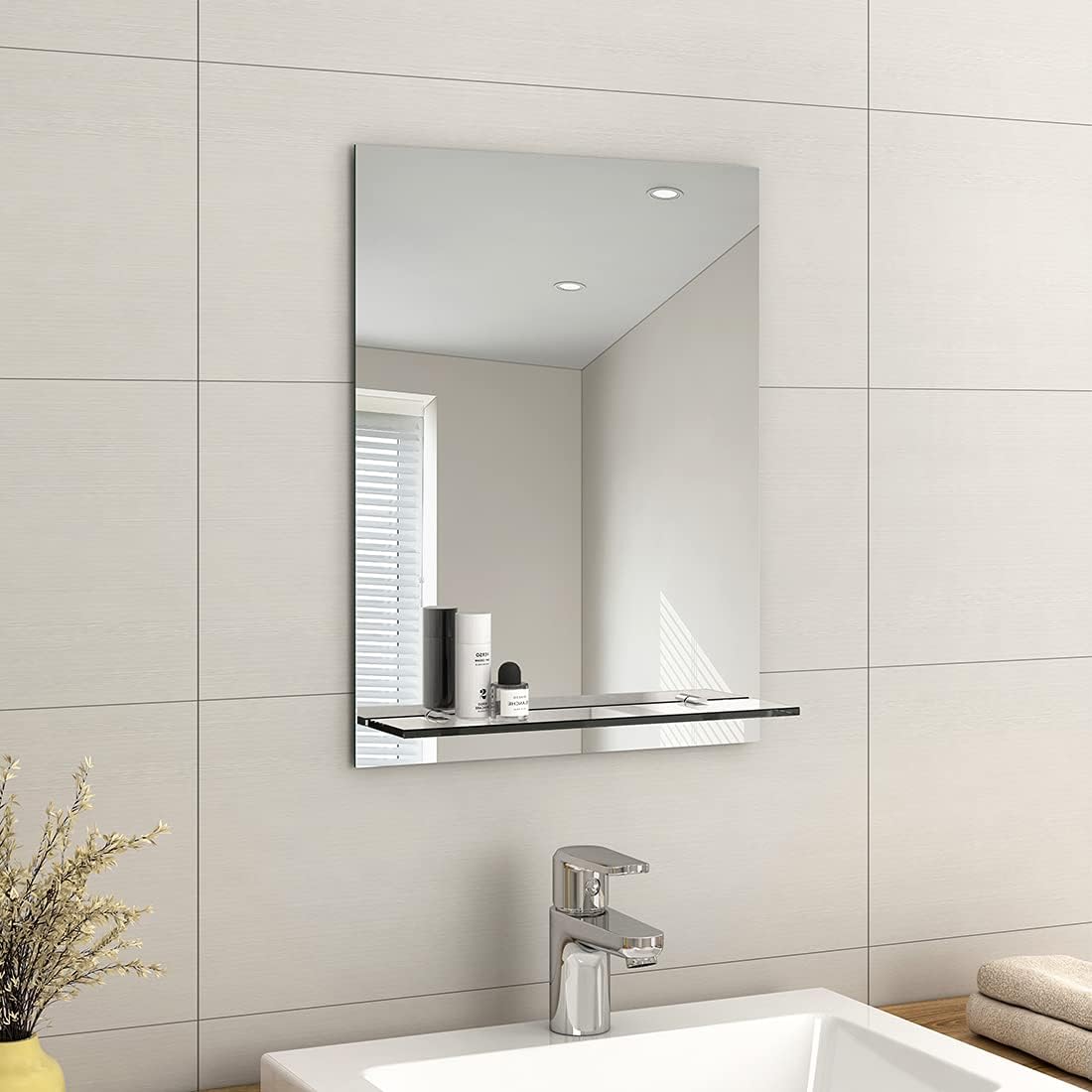 Neue Design Mood Rectangular Bathroom Mirror with Shelf, Wall Mounted ...