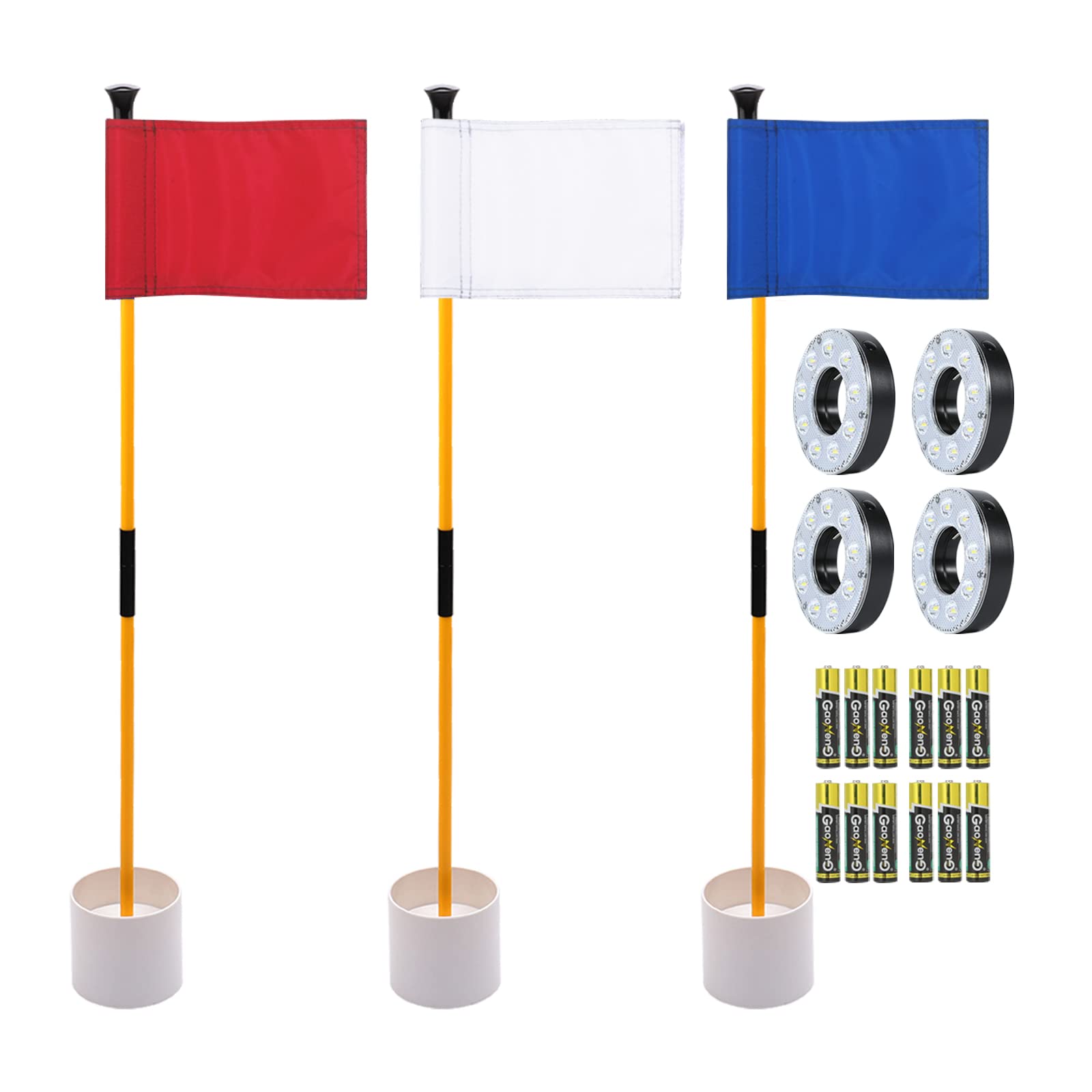 Amazon.com : KINGTOP Mini Golf Flagstick with LED Hole Light, Practice ...