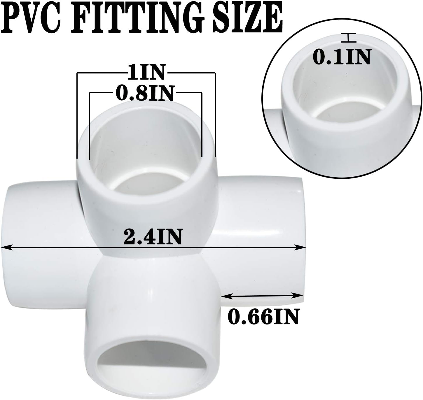 8Pack 1/2Inch 4-Way PVC Fittings, Grade SCH40 4Way Furniture PVC Corner ...