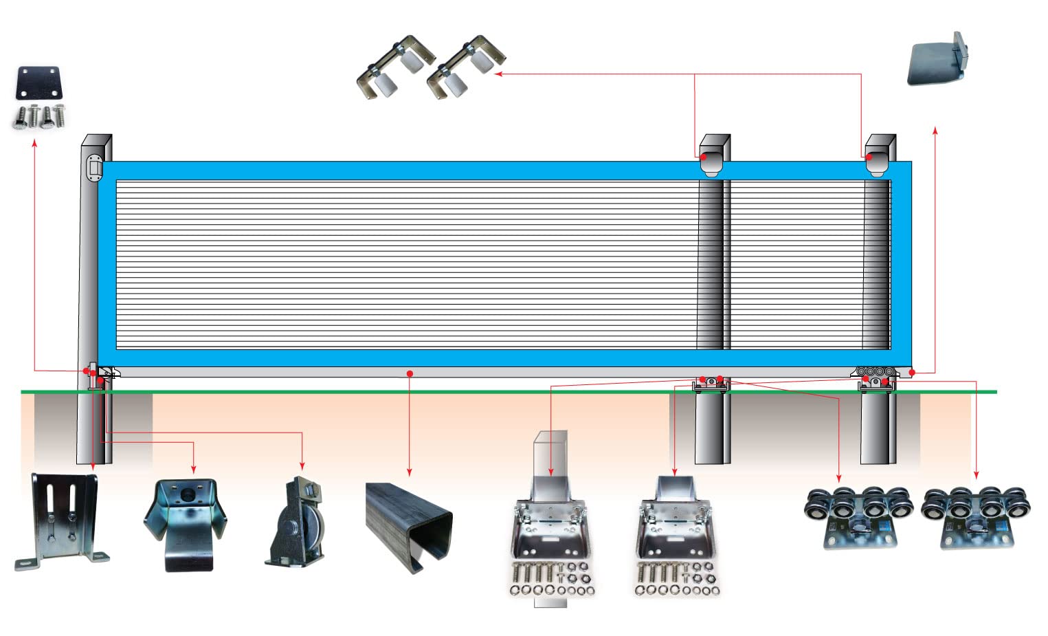 Buy BENINCAHI-MOTIONS Slide Gate Truck Assembly Kit Medium 27ft Track ...