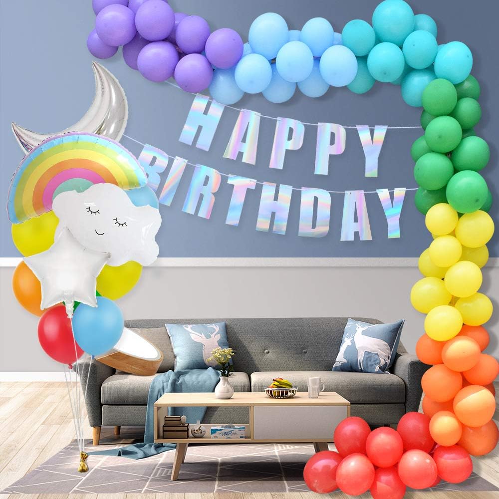 Amazon.com: 88 PCS Rainbow Happy Birthday Party Decoration Set ...