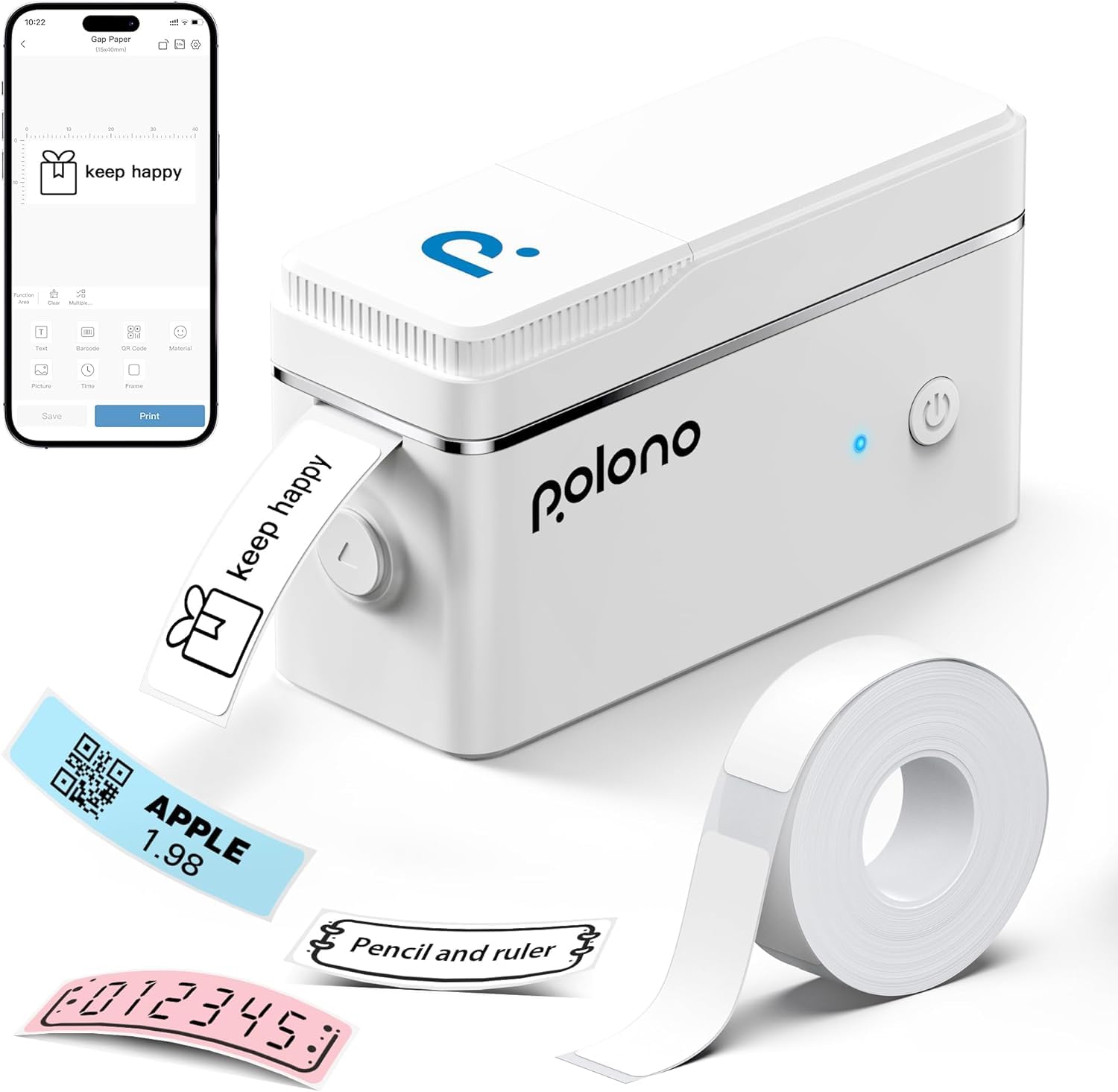 POLONO Label Maker Machine with Tape, P31S Portable Bluetooth Label ...
