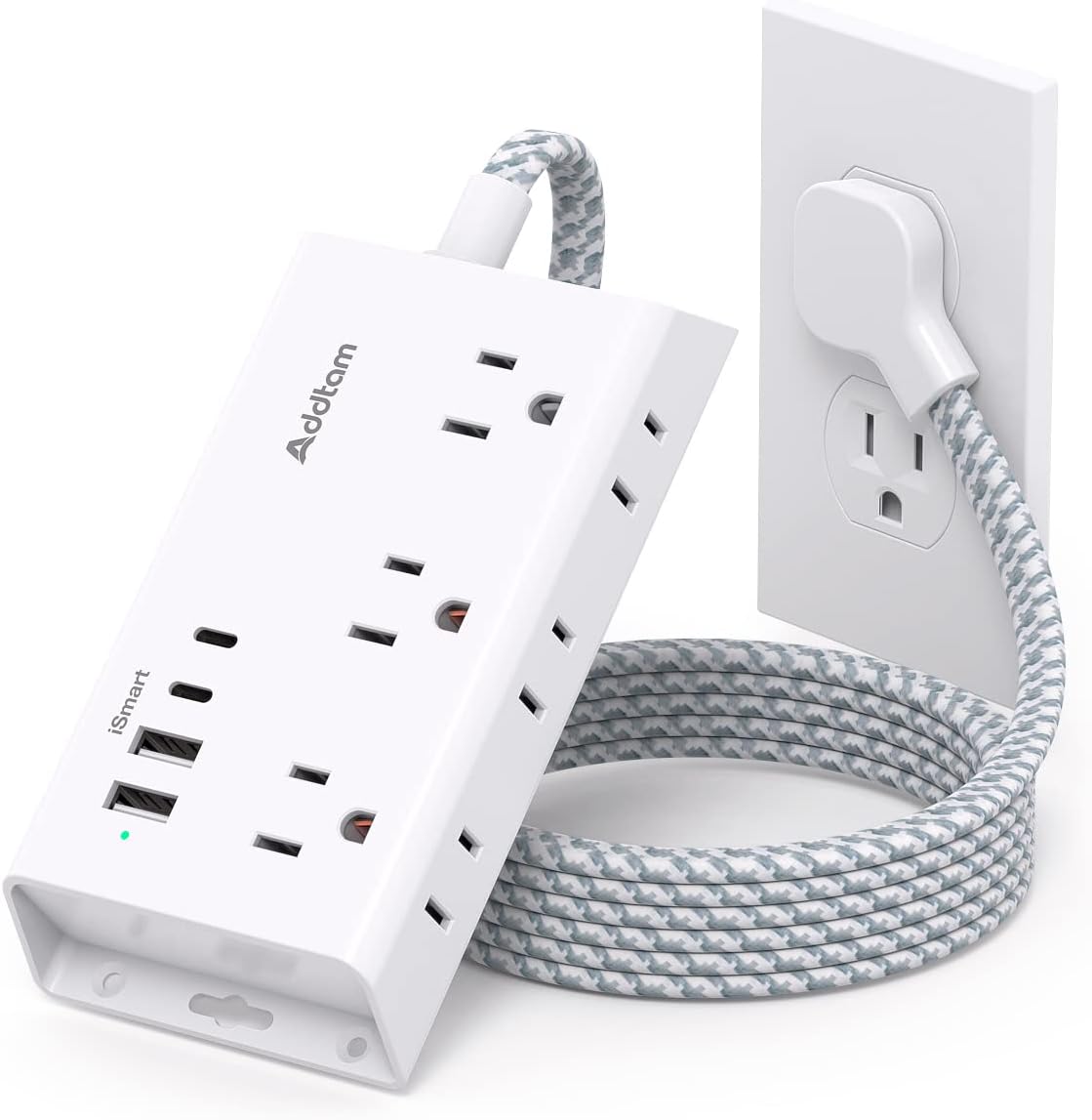 Amazon.com: Flat Plug Power Strip, 5ft Ultra Flat Extension Cord - 6 ...