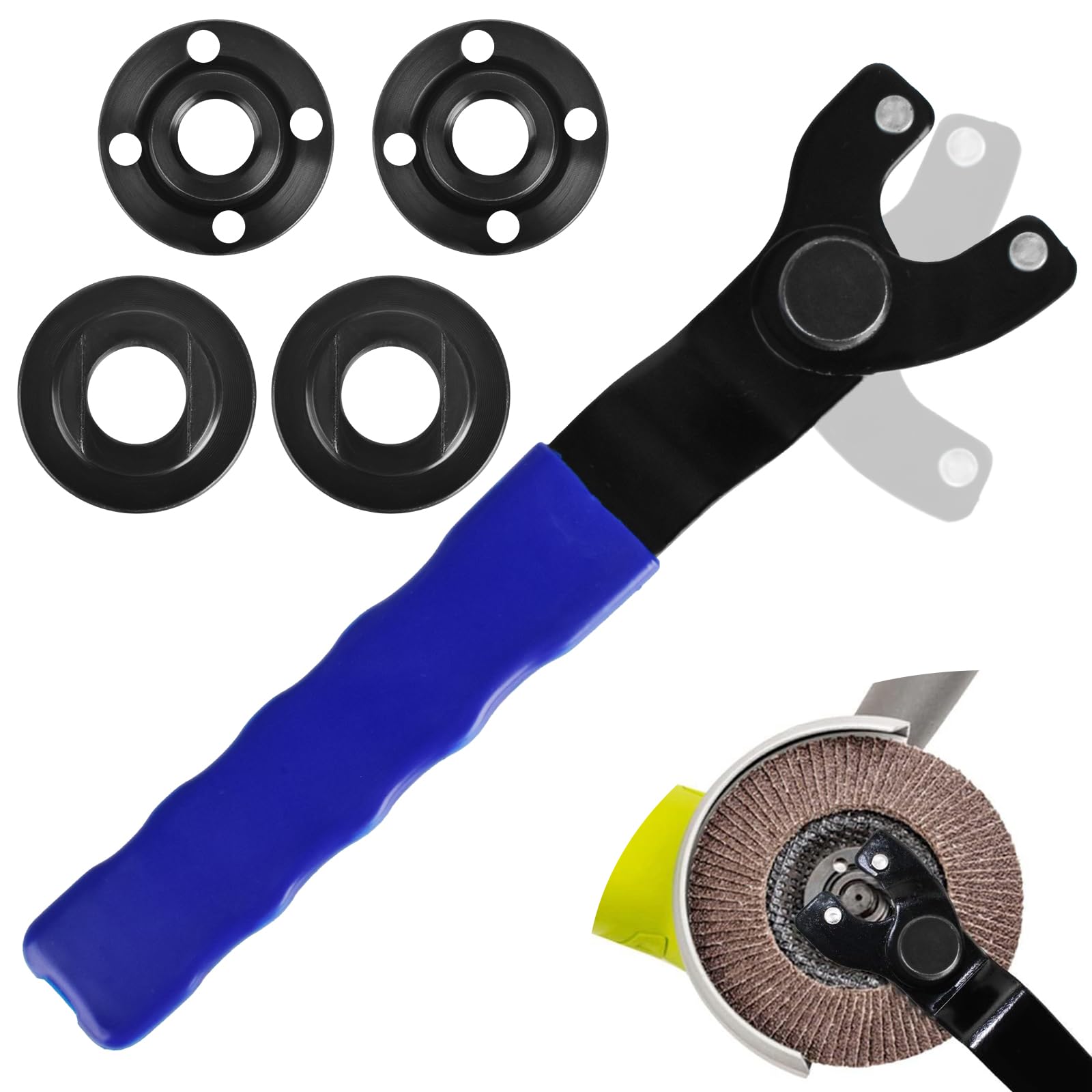 1-Pack Adjustable Angle Grinder Wrench with 2 Pairs Grinder Flange Nut ...