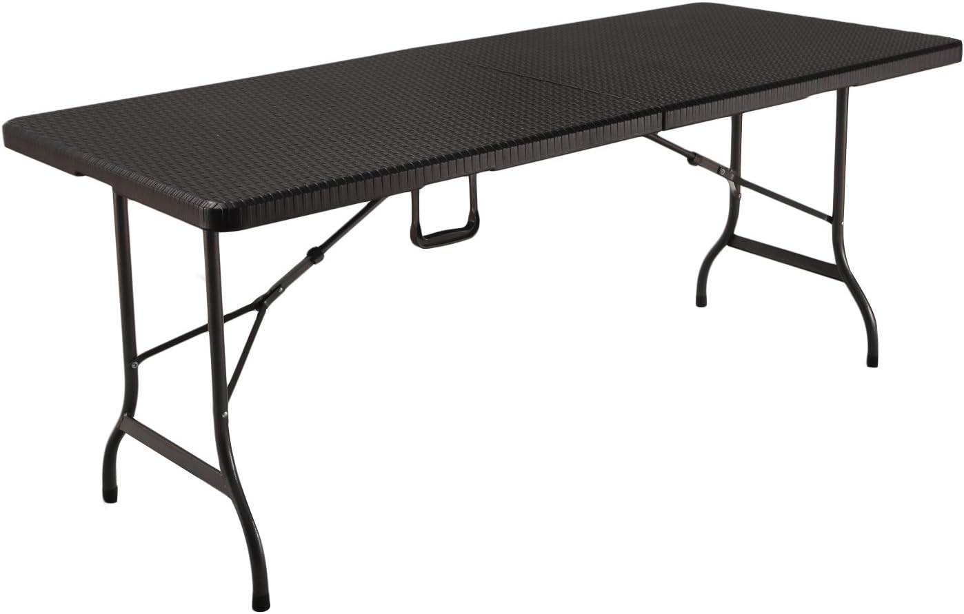 Amazon.com : Adeco Folding Patio Rattan Table, Steel Tube, Brown ...