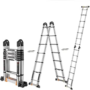 Amazon.com: NEOCHY Lightweight Foldable Portable Ladders 3.4M/11Ft ...