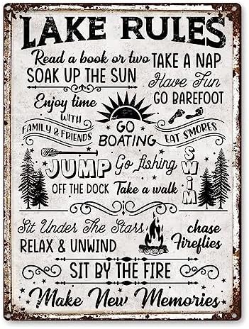 Amazon.com : Lake House Rules Signs Decor, Lakehouse Decor For The Home ...