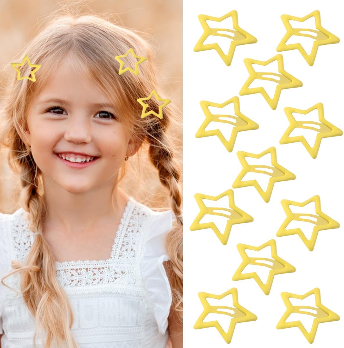 Amazon.com : Metal Star Snap Hair Clips - Cute Yellow Small Y2K Star ...