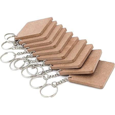MDF Key Chains Wood Sheet Craft MDF Plain Round and Square Shaped Key ...