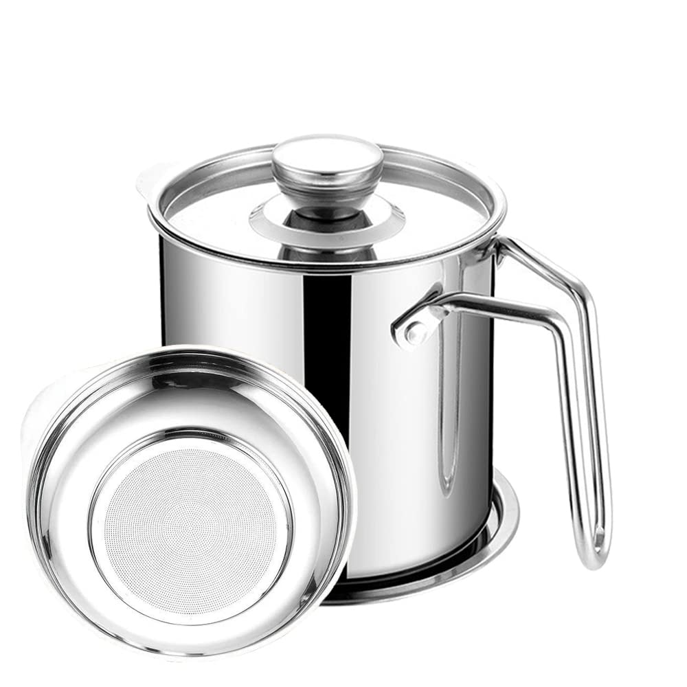 Mornenjoy Bacon Grease Container with Strainer, 1.4L Oil Storage Can ...