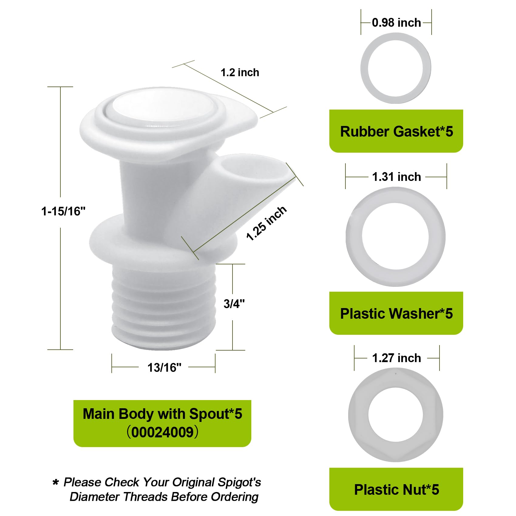 Snapklik.com : LERGNA 5-Pack Push Button Spigot Kit Replacement Compatible