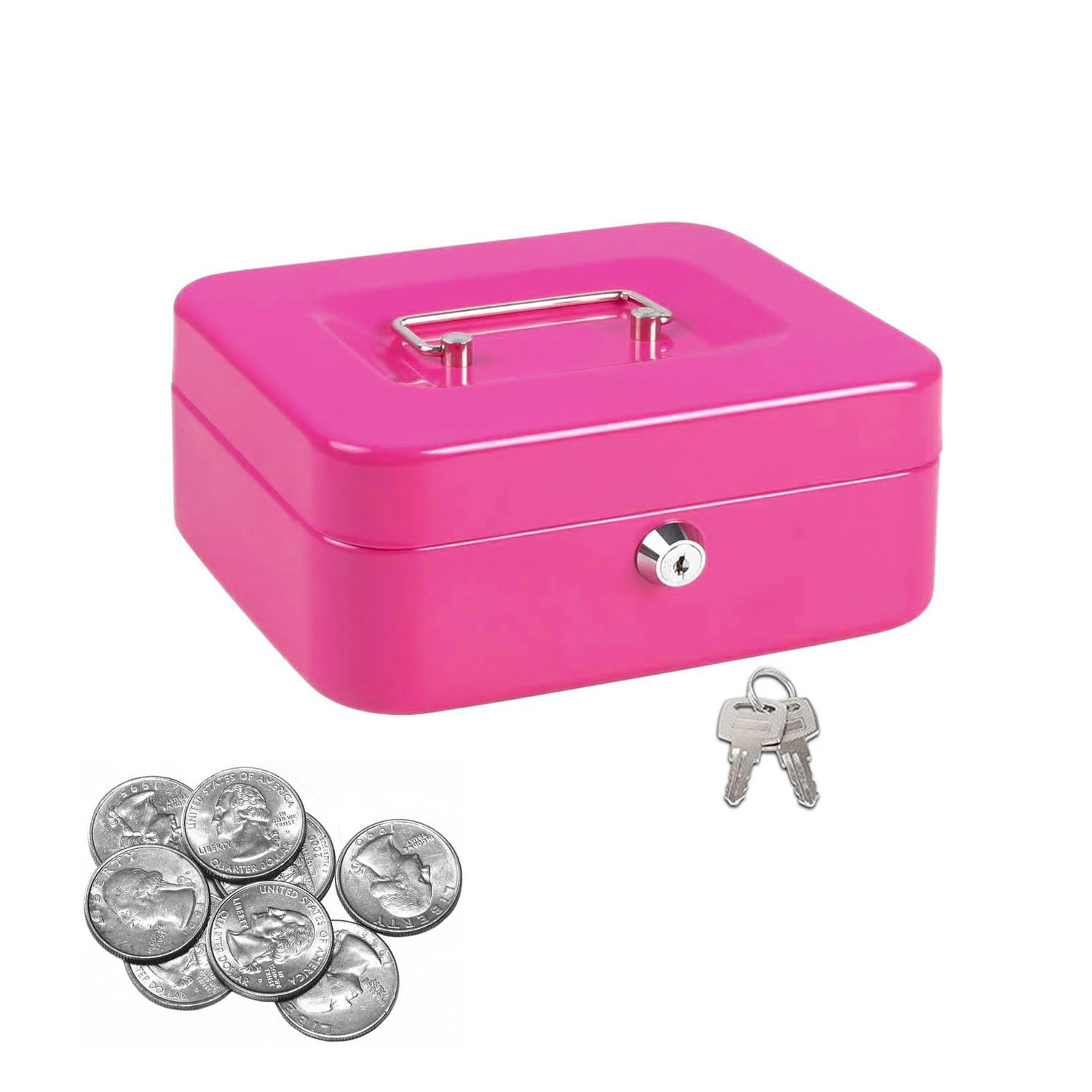 Amazon.com: Locking Steel Mini Cash Box, Small Safe Lock Box with ...