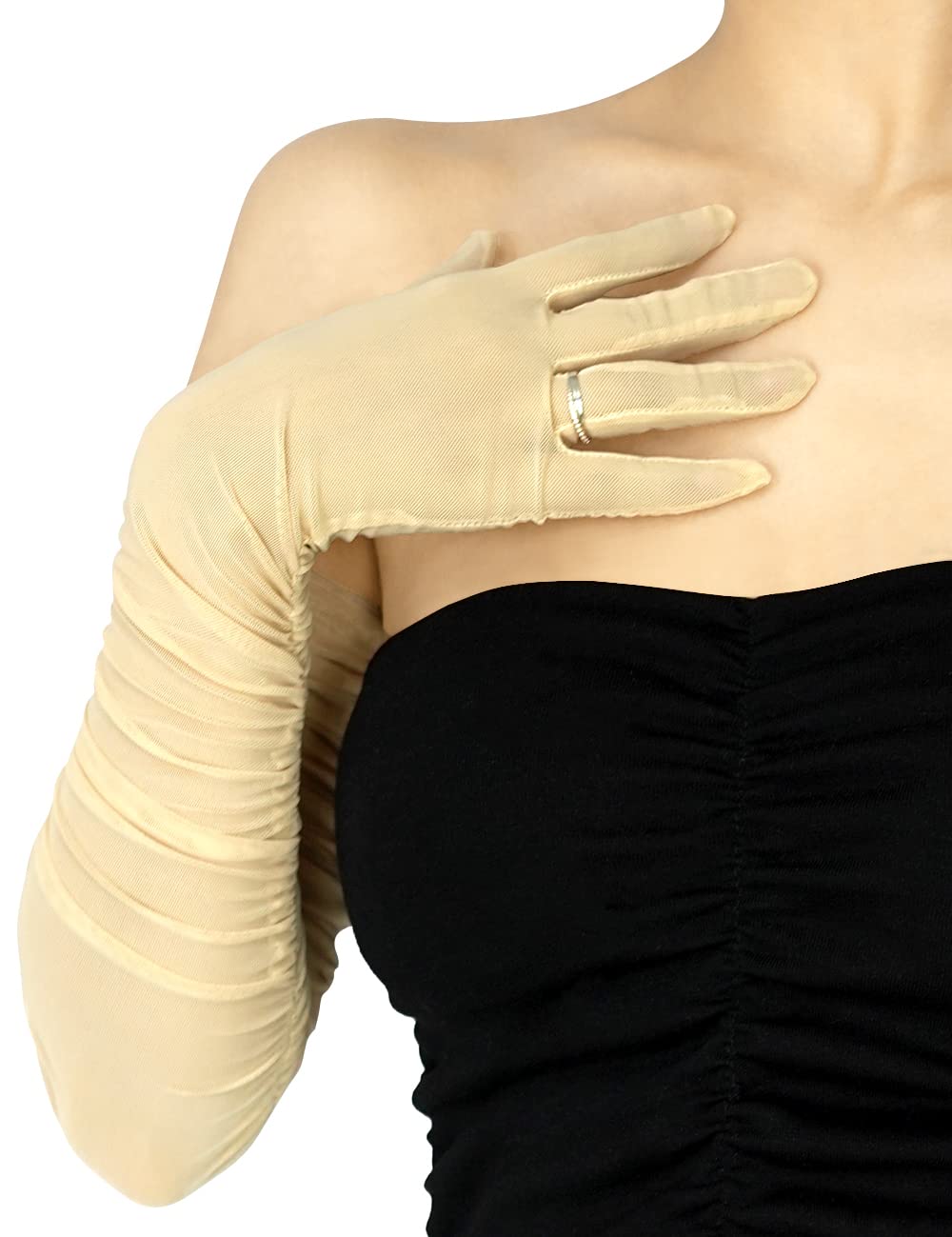 Snapklik.com : Womens Sexy Sheer Gloves Mesh Tulle Super Long Gloves ...