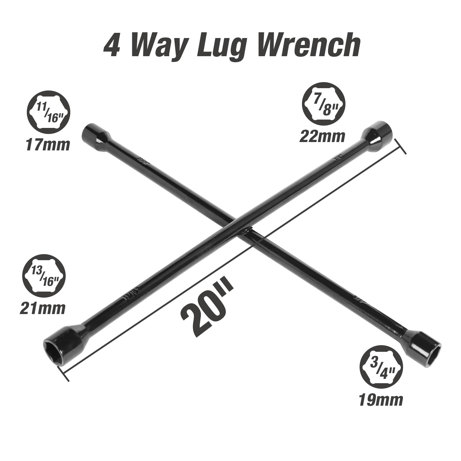 Snapklik.com : 20 Inch Universal Heavy Duty Tire Iron Wrench 4 Way Lug ...