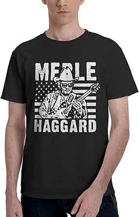 Amazon.com: FLOKOO Merle Haggard T Shirt Men's Summer Cotton Comfort ...