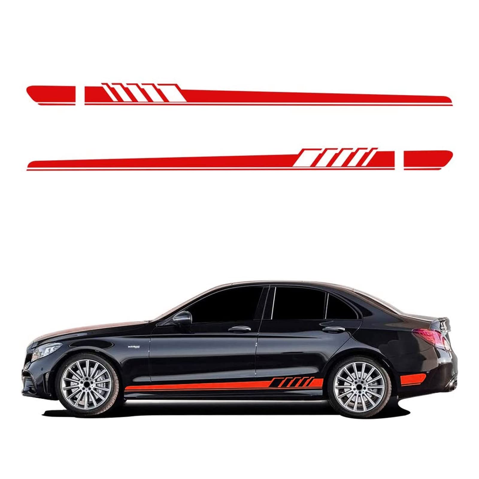cueclue 2 PCS Car Side Skirt Body Vinyl Decals, Racing Long Stripes ...