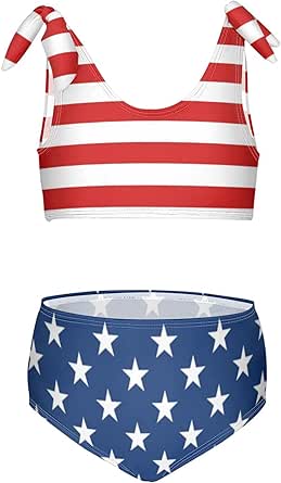 Amazon.com: senya Girls Swimsuit, American Flag 2-Piece Bikini Bathing ...