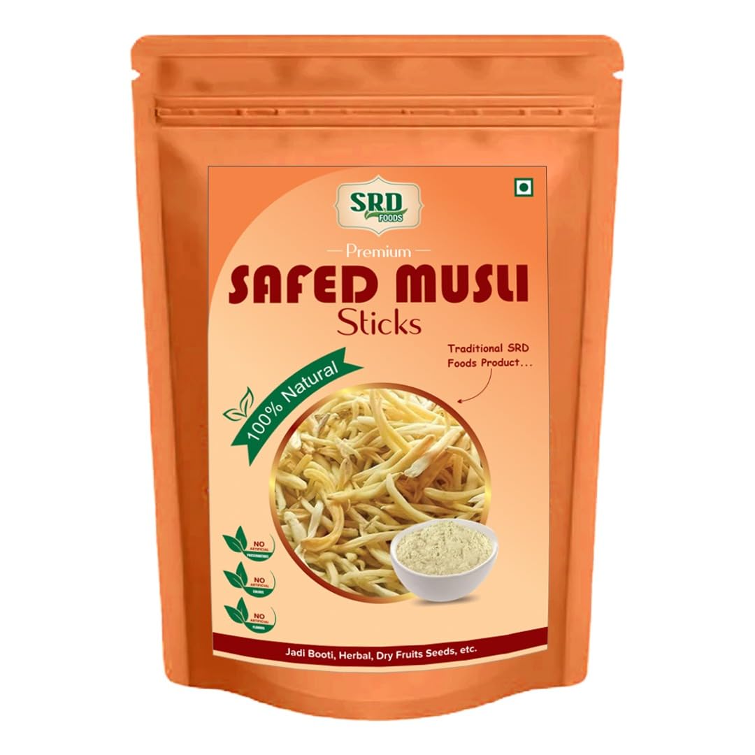 Buy SRD FOODS Safed musli Sticks, Chlorophytum borivilianum, Swet Musli ...