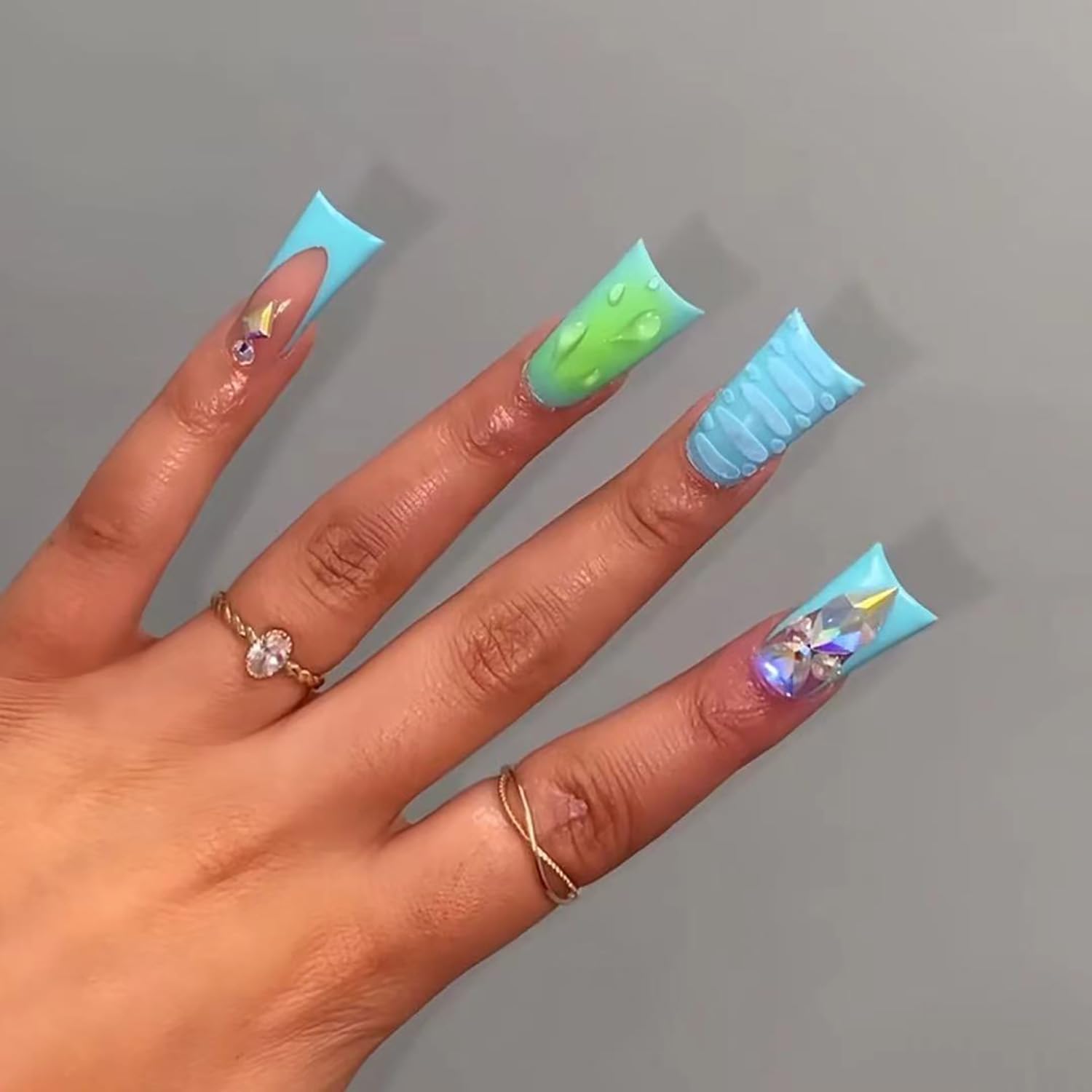 Amazon.com: Press on Nails Duck Shaped Glossy Full Cover Medium Acrylic ...