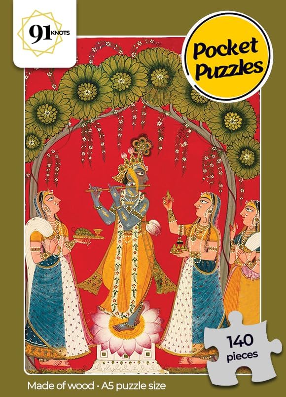 Buy 91Knots-Krishna with Flute and Gopis Wooden Jigsaw Puzzle (140 ...