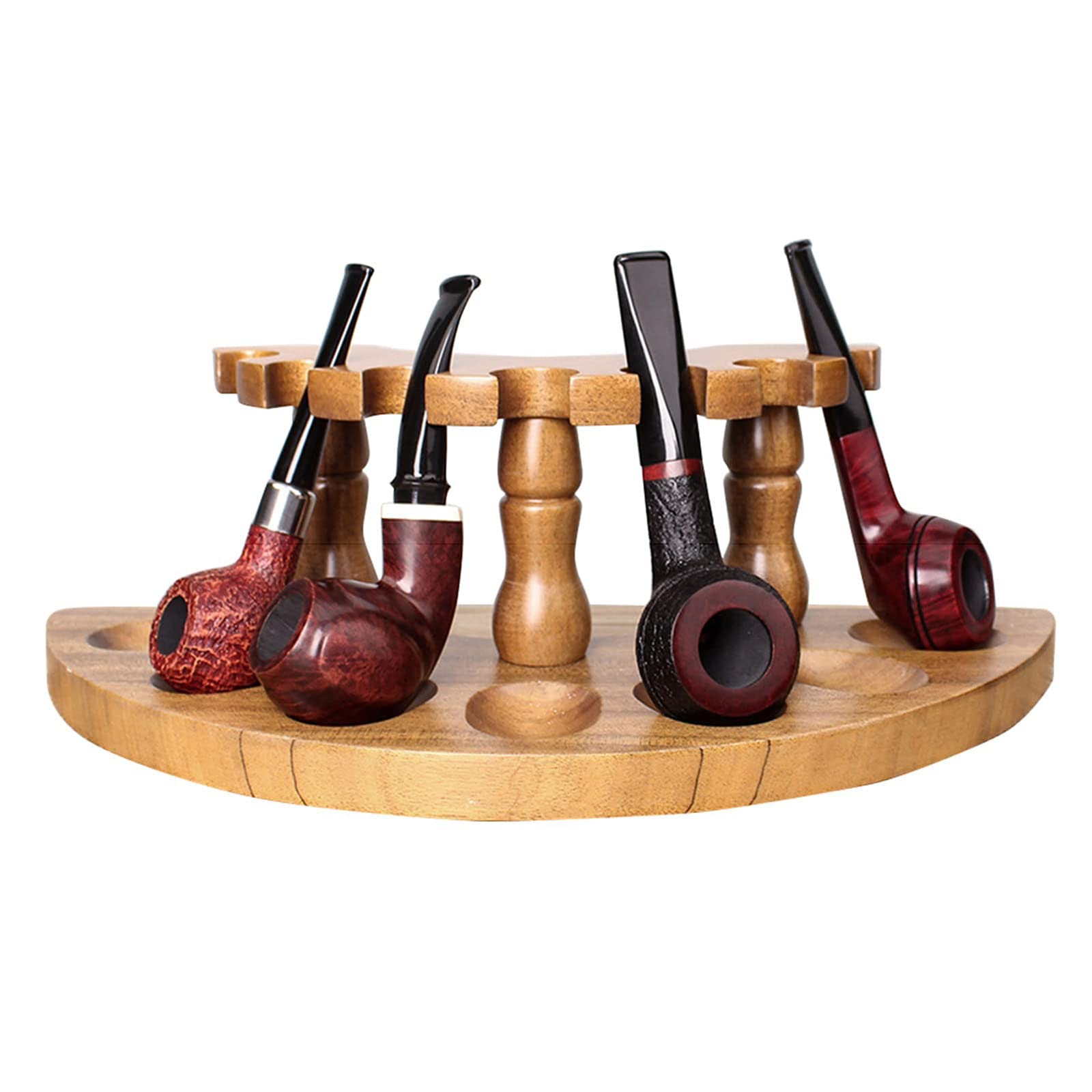 Buy Standing Wood Pipe Rack, Retro Pipe Stand Can Hold 5 Pipes, Solid ...