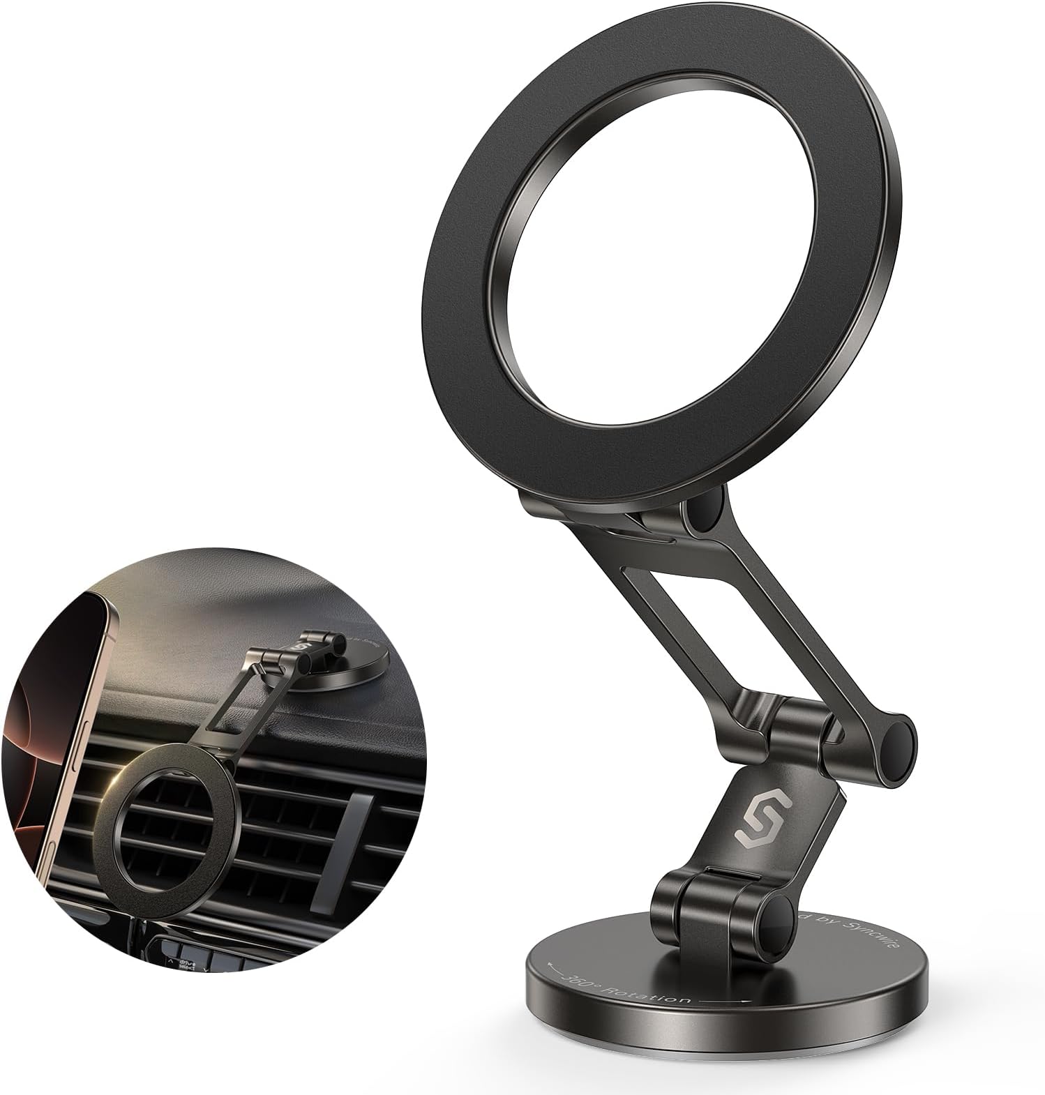 Syncwire Car Phone Holder- 360° Rotatable Sticky Magnetic Car Mounts Dashboard Phone Stand ...