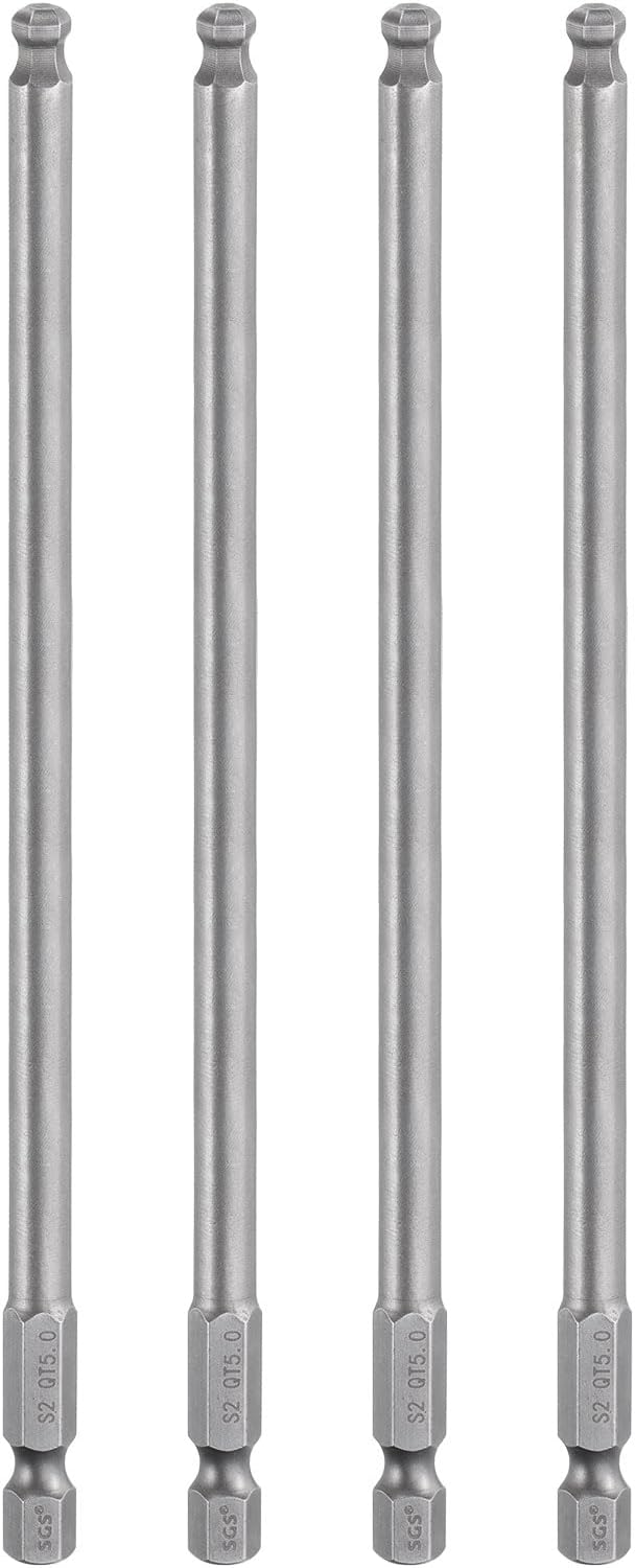 HARFINGTON 4pcs Ball End Hex Screwdriver Bit 5mm (H5.0) Tip 1/4" Hex ...