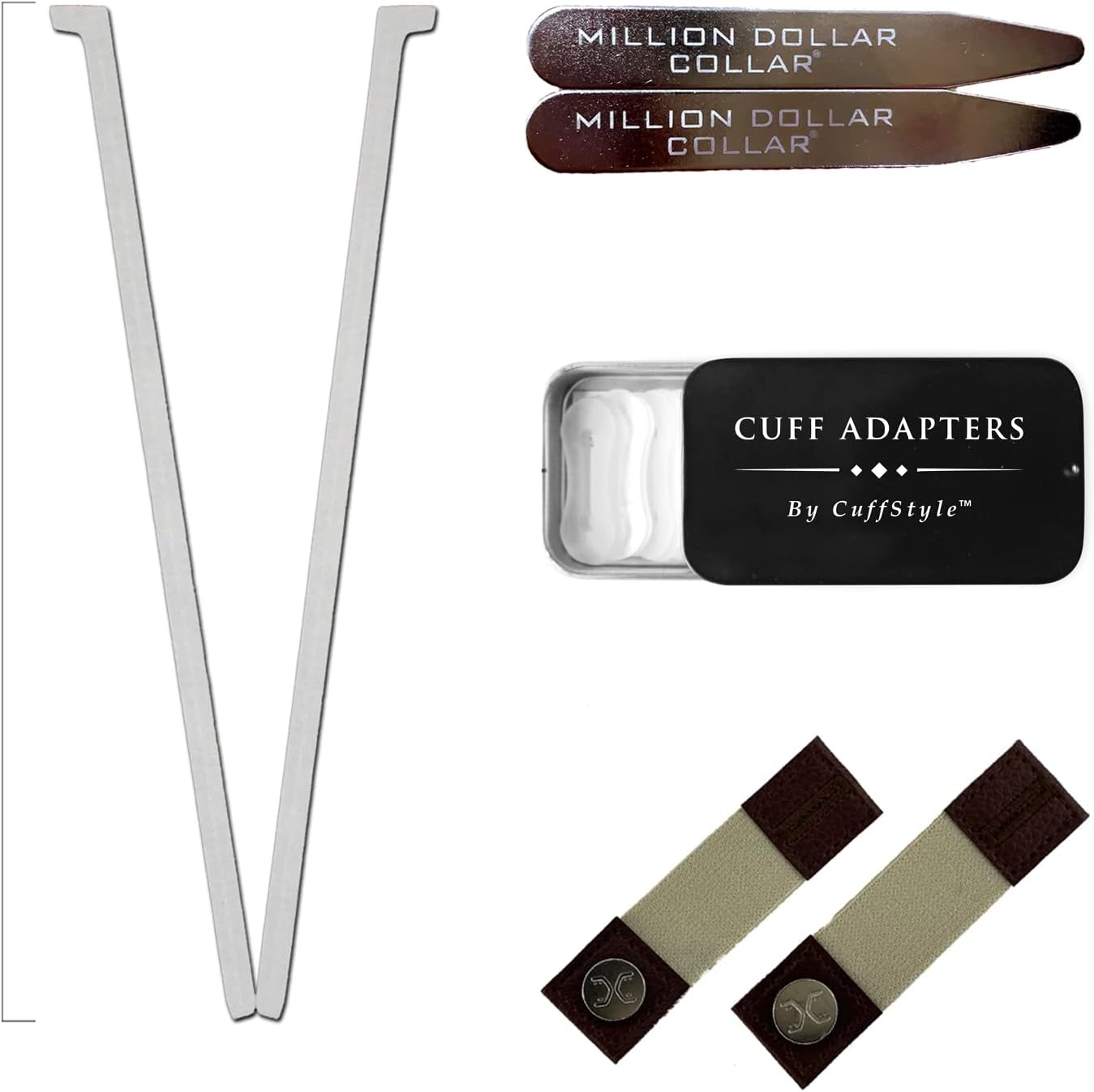 Complete Style Pack - 10-Pack Collar Placket Stays, 4-Pack of Metal ...
